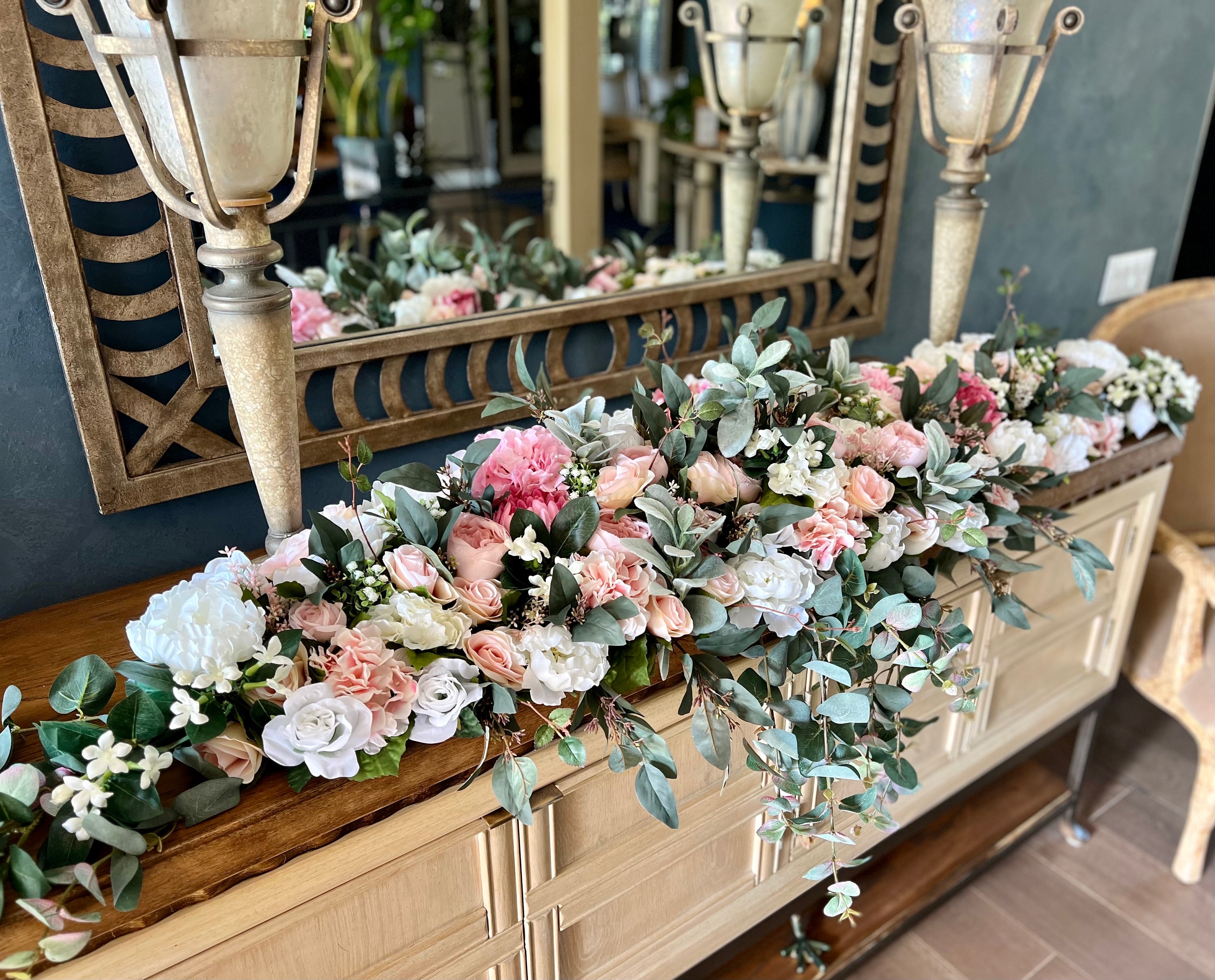 Boho Blush Pinks & White/ivory Sweetheart Table Flowers, Cascading ...