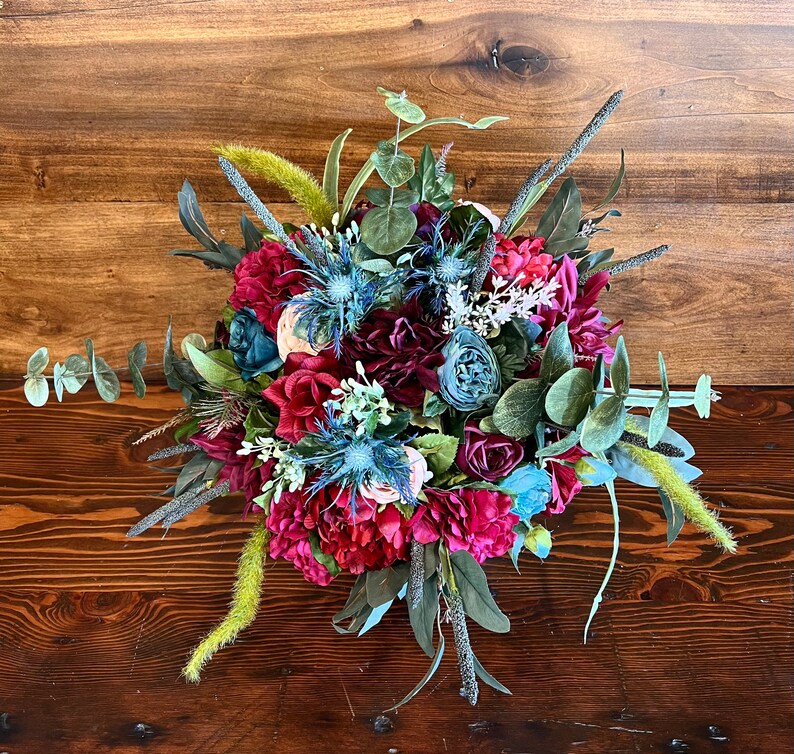 Jewel Tone Peony Wedding Bouquets Custom Purple Red Blue - Etsy