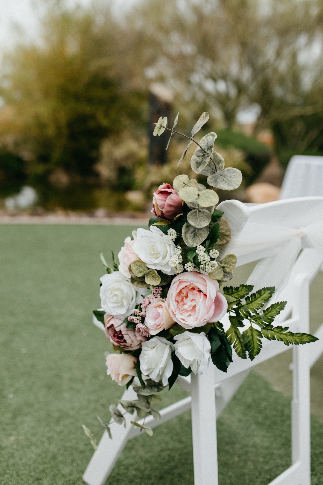 Boho Wedding Aisle Swags, Blush Ivory Wedding Pew Floral, Floral ...