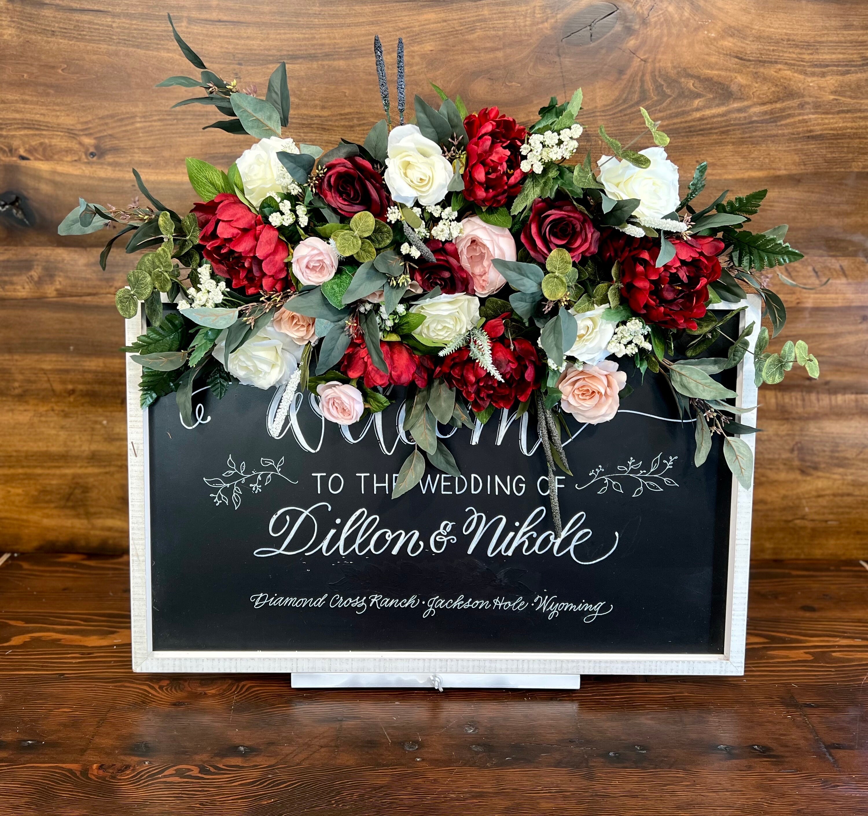 Wedding Sign Flowers, White Wedding Welcome Sign Flowers, Bridal Decor ...