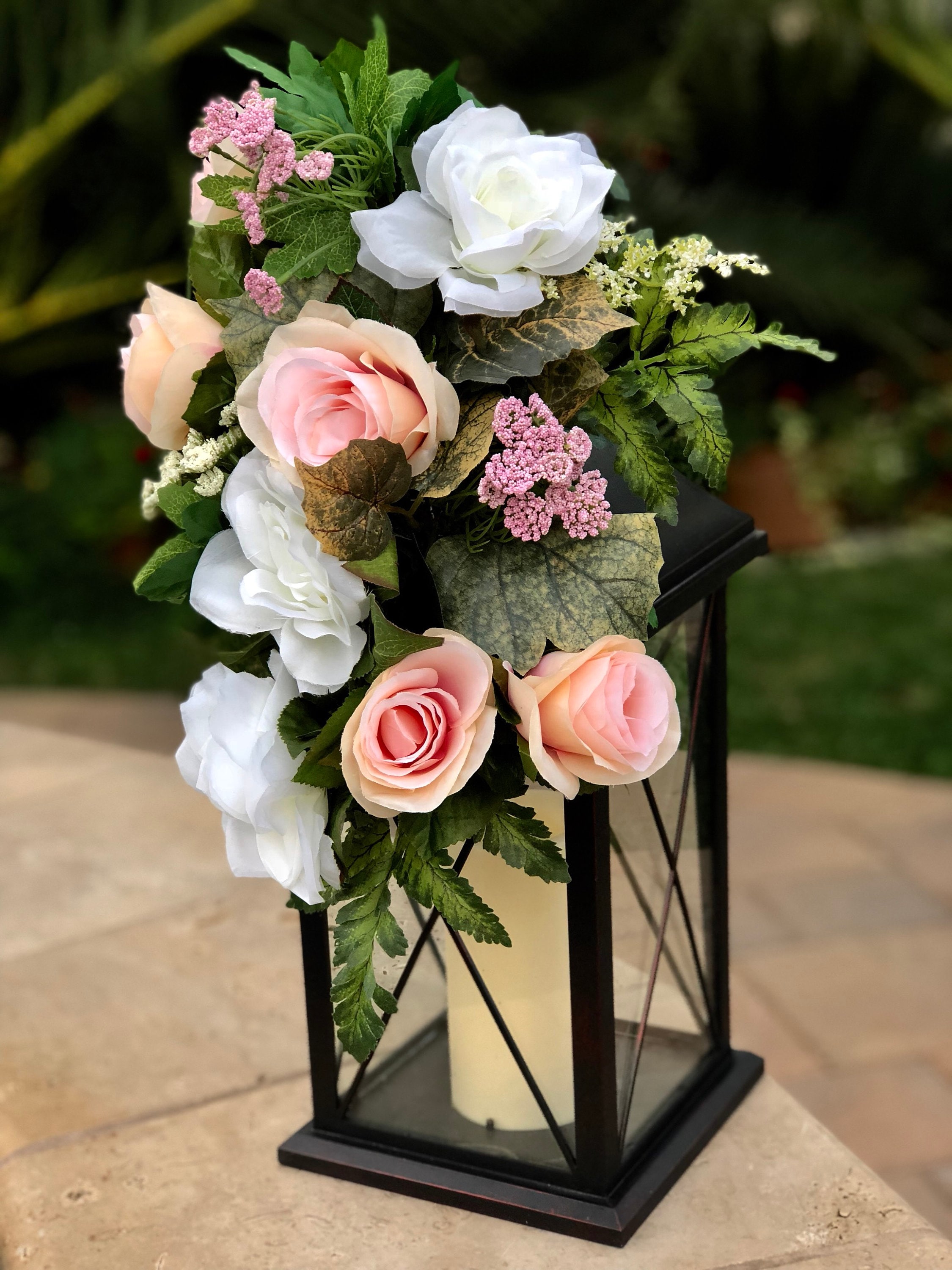Wedding Reception Lantern Decor, Pew Flowers, Floral Swags, Lantern ...