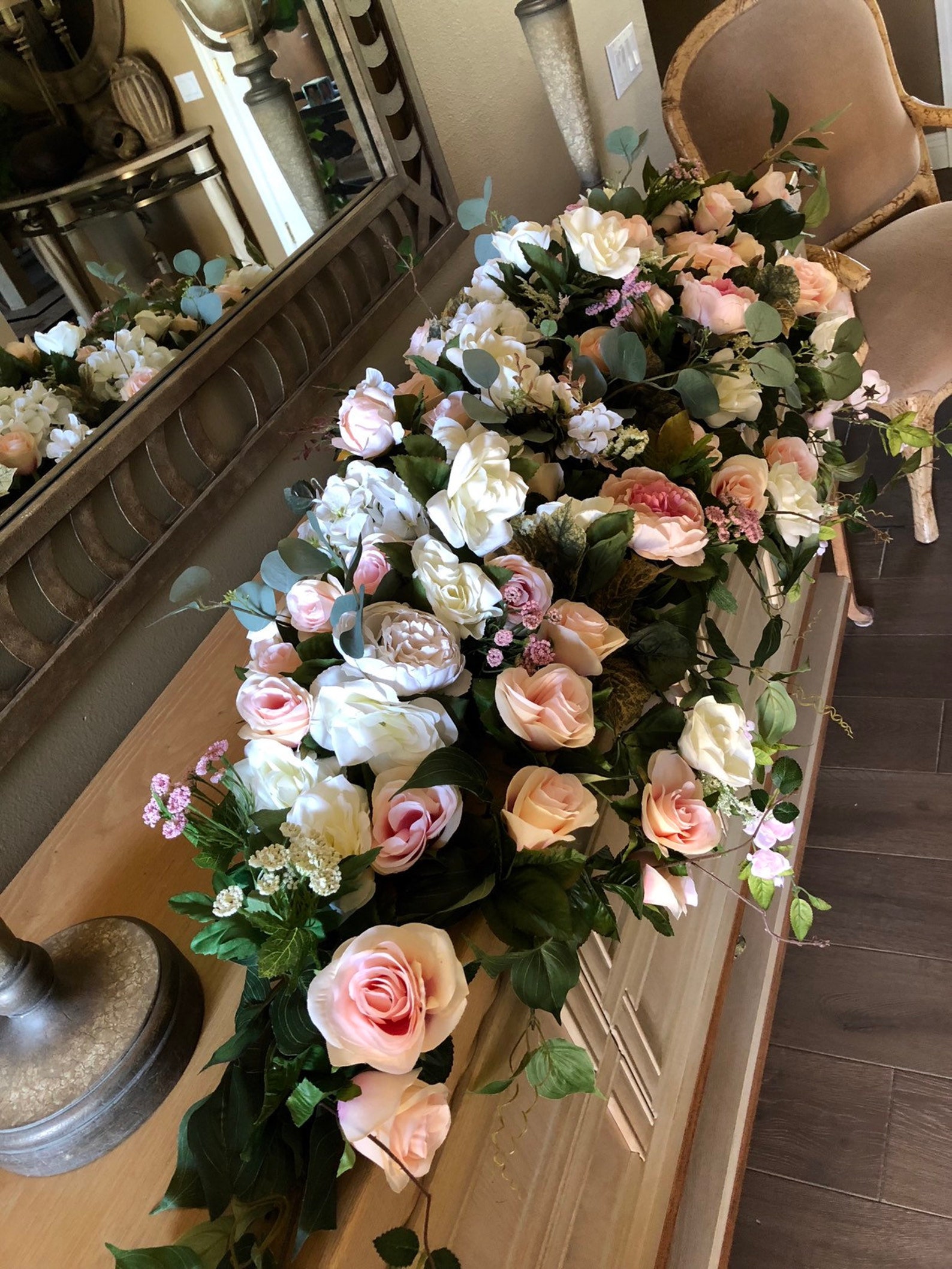 Sweetheart Table Flowers Cascading Centerpiece Blush | Etsy