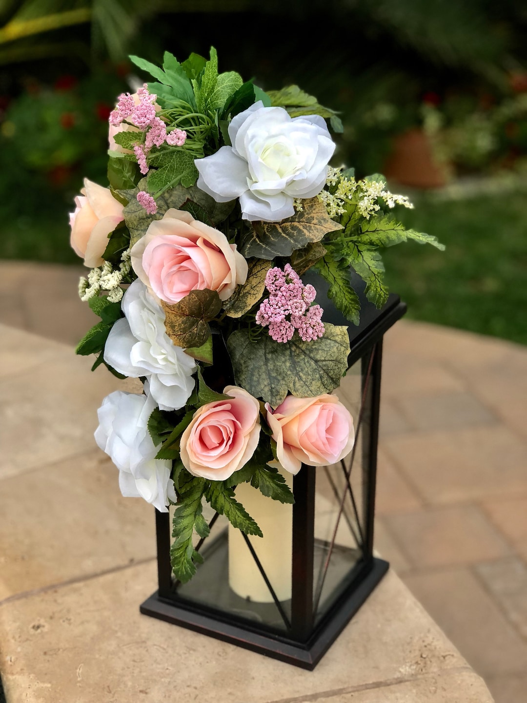 Wedding Reception Lantern Decor, Pew Flowers, Floral Swags, Lantern ...