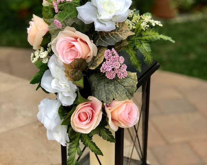Wedding Reception Lantern Decor, Pew Flowers, Floral Swags, Lantern ...