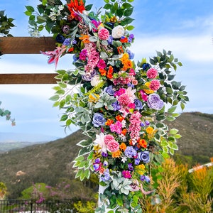 Whimsical Rainbow Wildflower Wedding Ceremony Floral Arch, Custom ...