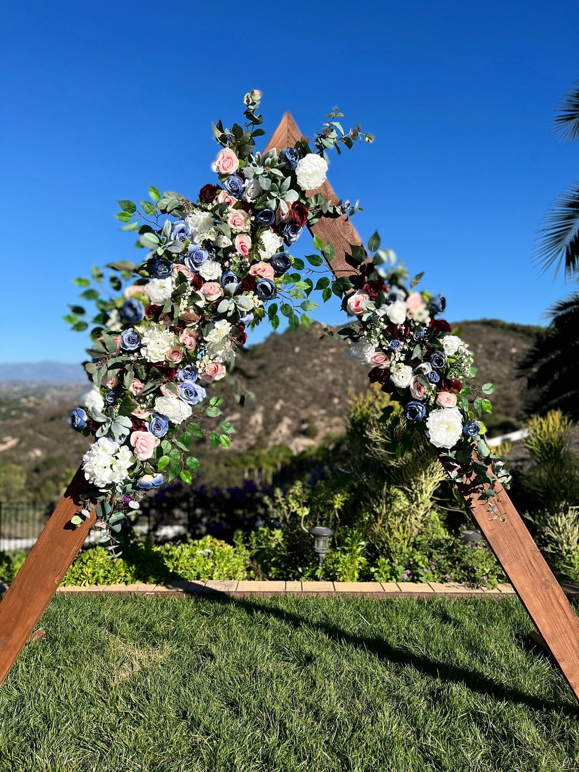 Burgundy Dusty Blue Blush Wedding Arch Flowers Dusty Blue - Etsy