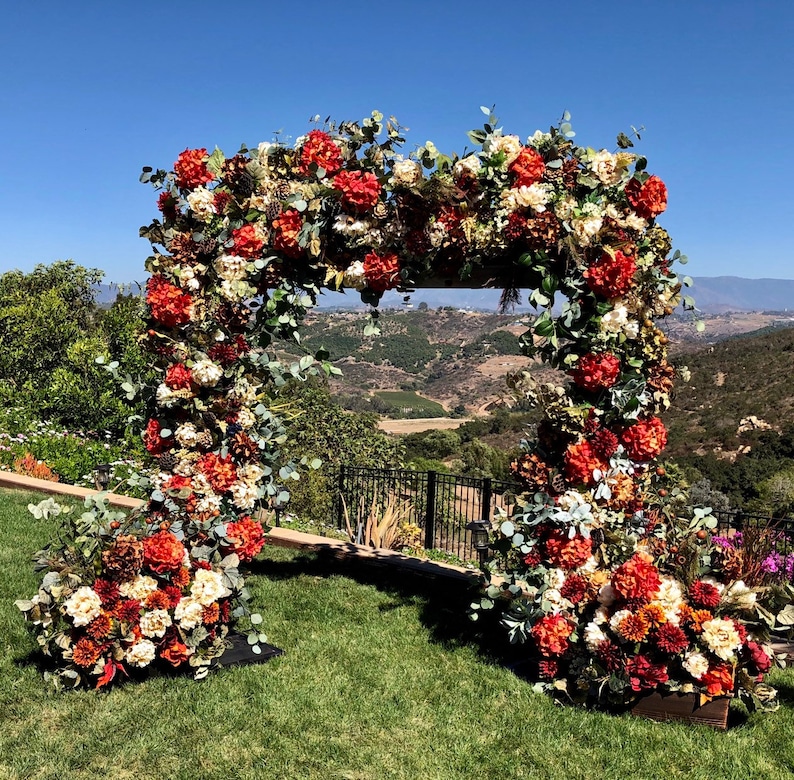 Burnt Orange Wedding Arch Floral Package, Wedding Arch Flowers, Tuscan ...