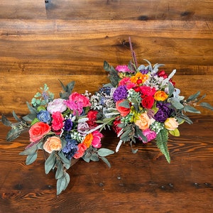Jewel Tone Rainbow Peony Wedding Bouquets, Custom Purple Red Blue ...