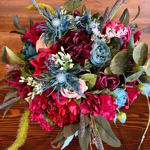 Jewel Tone Peony Wedding Bouquets Custom Purple Red Blue - Etsy