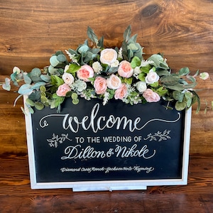 Wedding Sign Flowers, White Wedding Welcome Sign Flowers, Bridal Decor ...