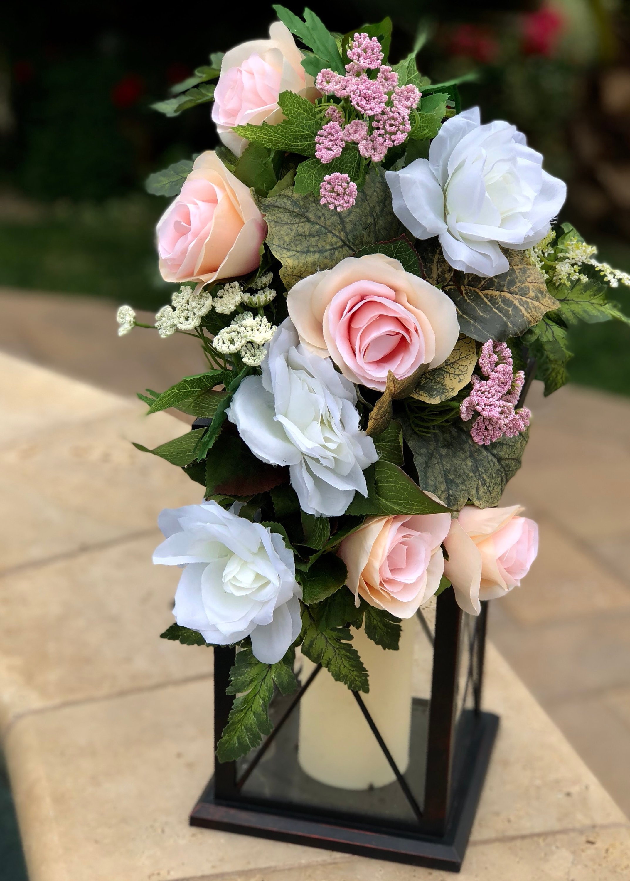 Wedding Reception Lantern Decor, Pew Flowers, Floral Swags, Lantern ...