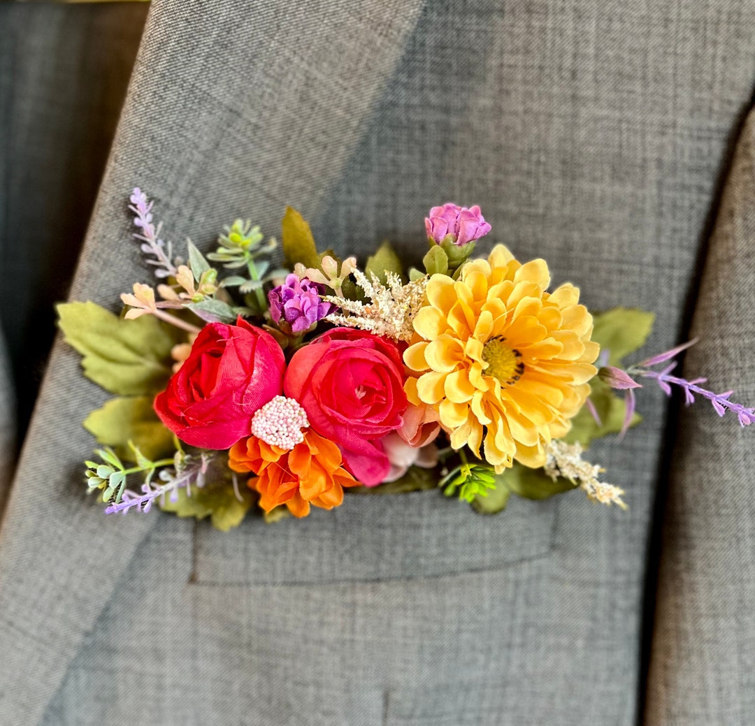 Custom Color Pocket Boutonnieres, Custom Wedding Flowers, Jewel Tone ...