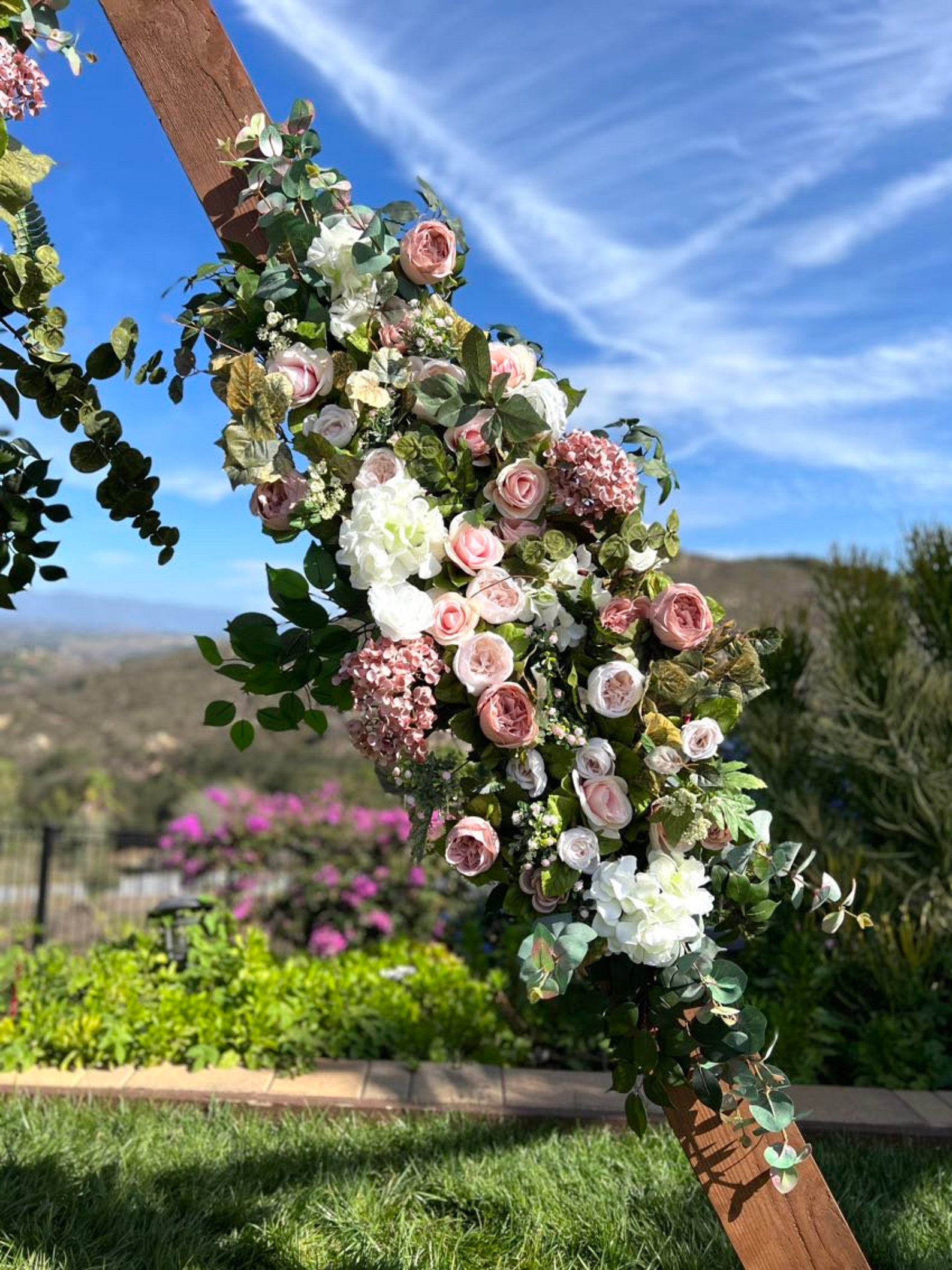 Dusty Rose Blush White Wedding Arch Flowers, Boho Wedding Swags, Most ...