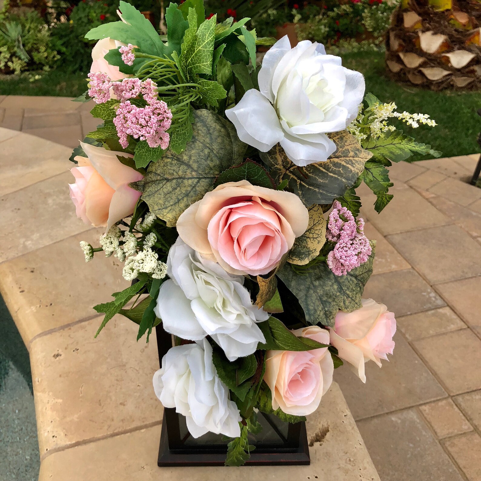 Wedding Reception Lantern Decor, Pew Flowers, Floral Swags, Lantern ...