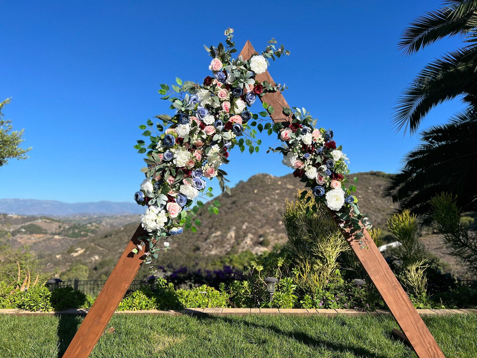 Burgundy Dusty Blue Blush Wedding Arch Flowers Dusty Blue - Etsy