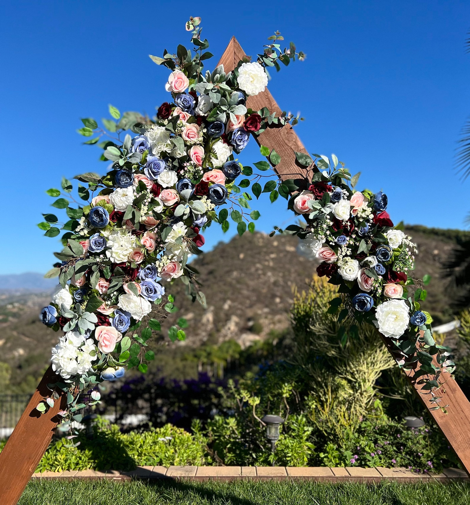 Burgundy Dusty Blue Blush Wedding Arch Flowers Dusty Blue - Etsy