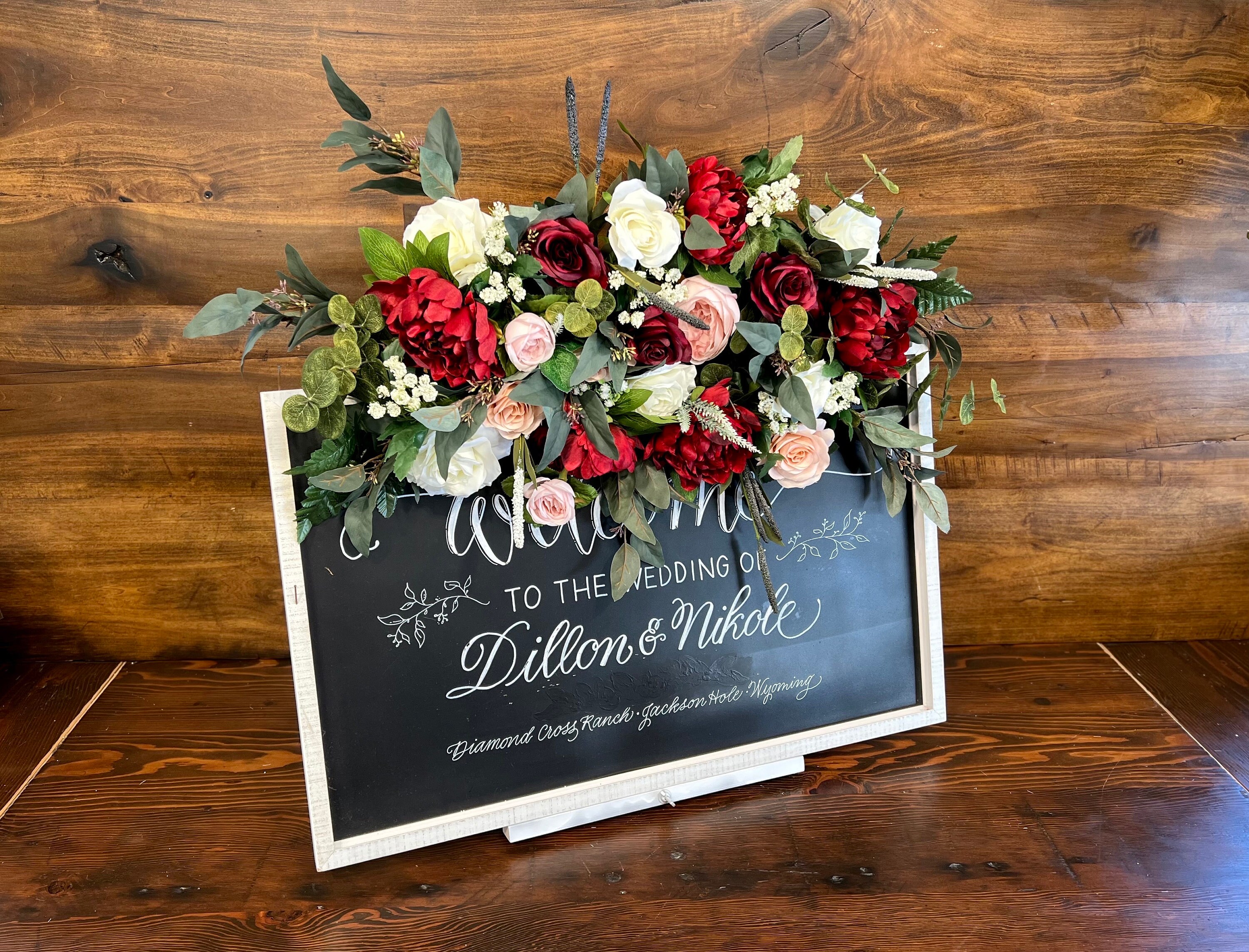 Wedding Sign Flowers, White Wedding Welcome Sign Flowers, Bridal Decor ...