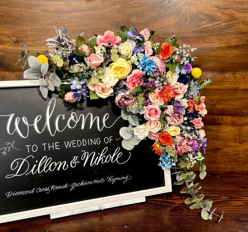 Pastel Jewel Tone Wedding Sign Flowers, Bridal Shower Decor, Whimsy ...
