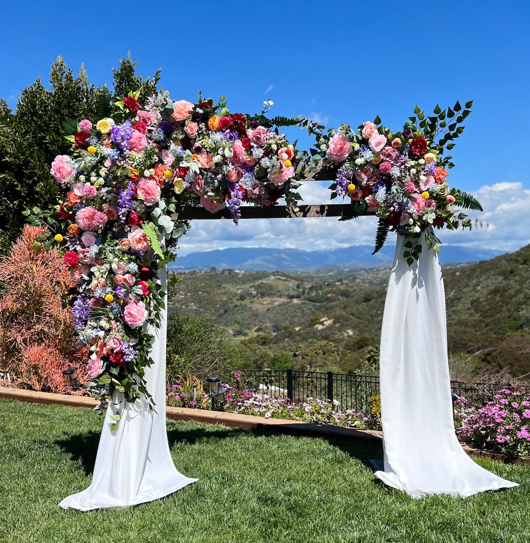 Whimsical Boho Rainbow Wedding Arch Flowers, Custom Event Flowers ...