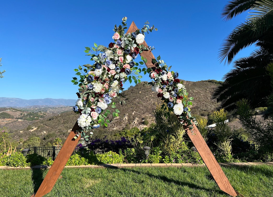 Burgundy Dusty Blue Blush Wedding Arch Flowers Dusty Blue - Etsy