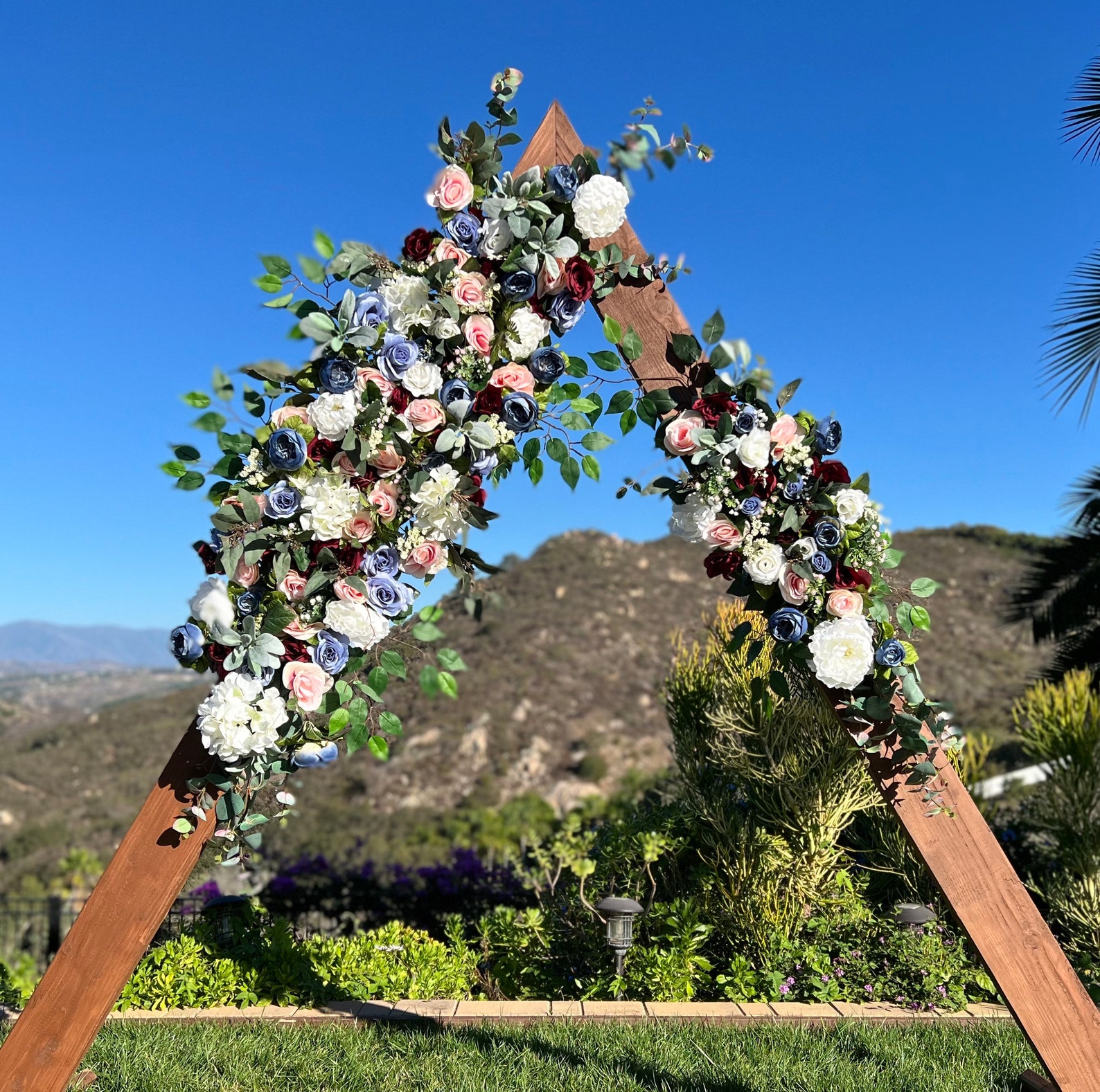 Burgundy Dusty Blue Blush Wedding Arch Flowers Dusty Blue - Etsy