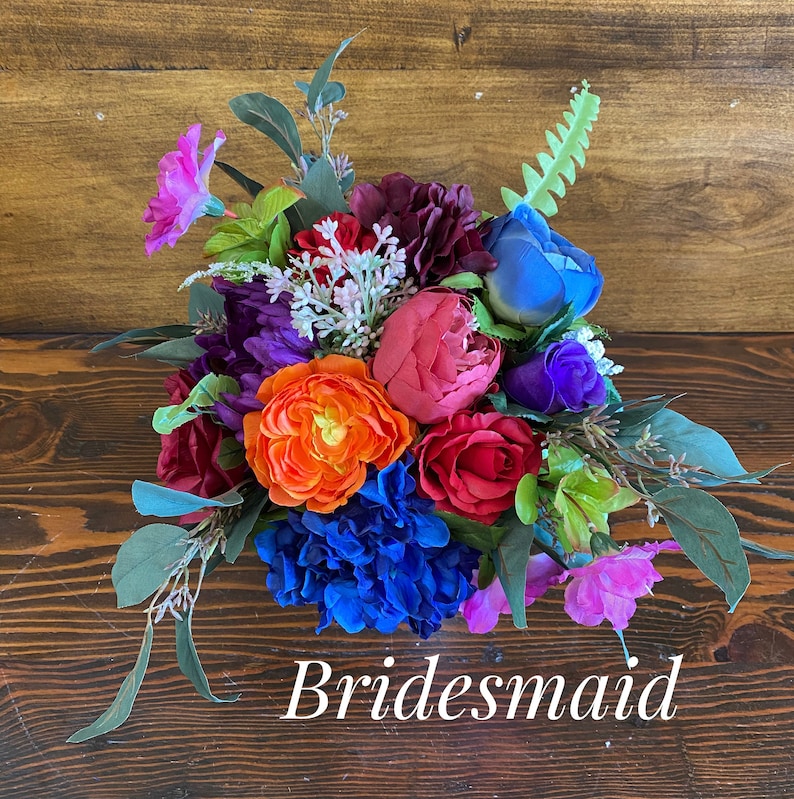 Jewel Tone Peony Wedding Bouquets Custom Purple Red Blue - Etsy