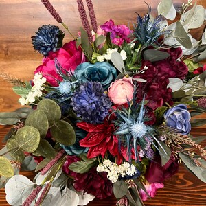 Jewel Tone Peony Wedding Bouquets, Custom Purple Red Blue Bridal Flowers, Bouts, Custom ...