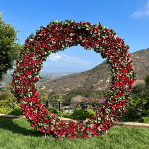 Lux Red Rose Circle Arch Wedding Ceremony Flowers, Memorial Event ...