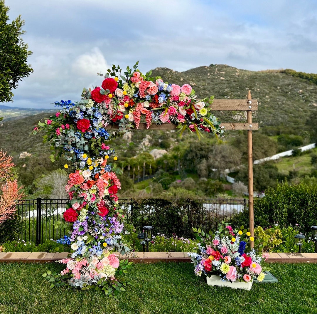 Dramatic Color Blocked Vibrant Pastel Wedding Arch Flowers, Lux Boho ...