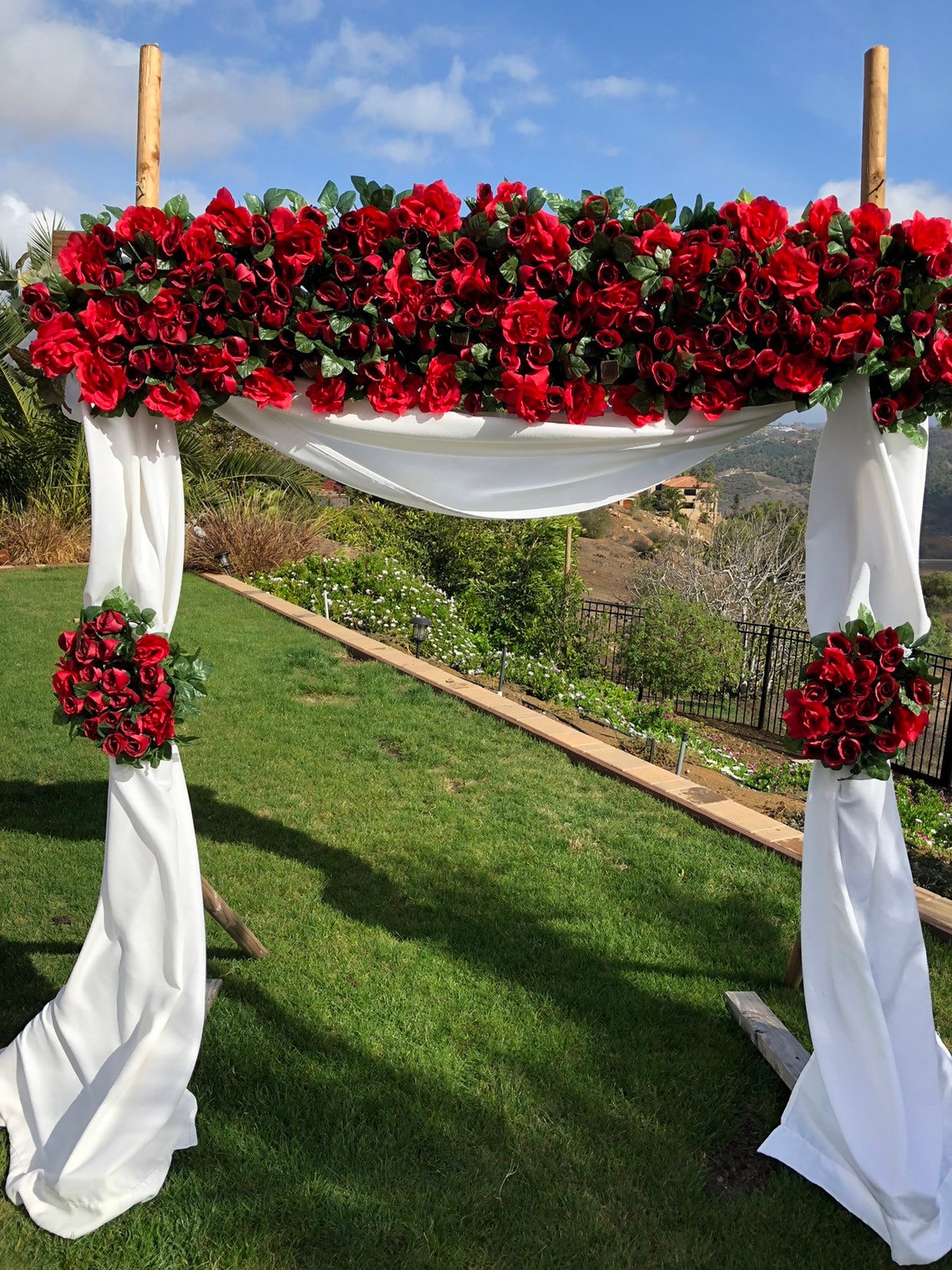 Red Rose Wedding Arch Swags Red Wedding Flower Package | Etsy