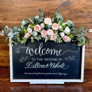 Wedding Sign Flowers, White Wedding Welcome Sign Flowers, Bridal Decor ...
