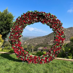 Lux Red Rose Circle Arch Wedding Ceremony Flowers, Memorial Event ...
