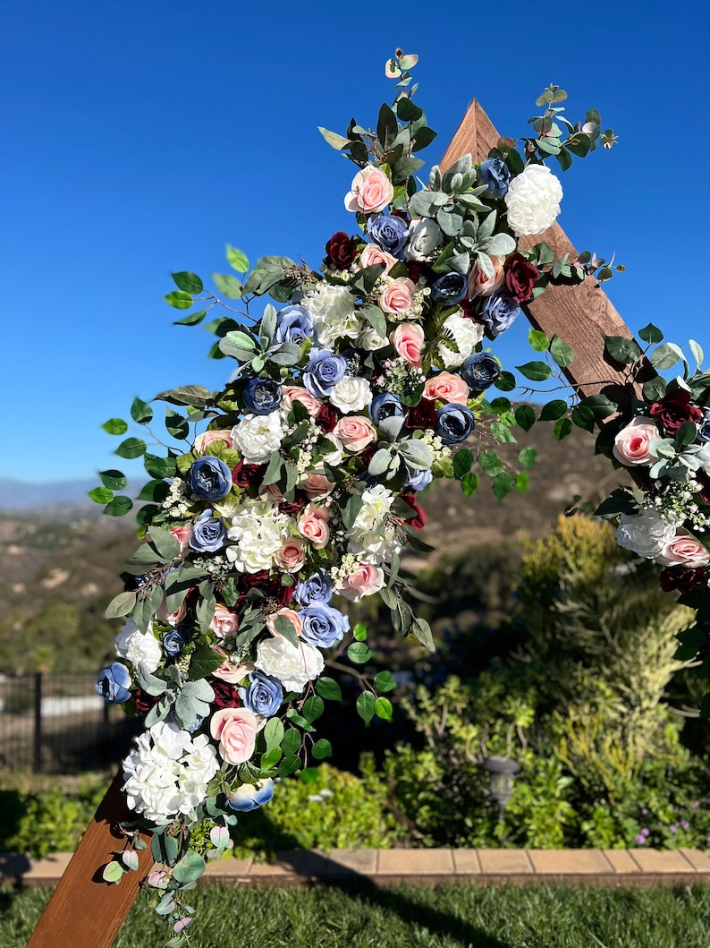 Burgundy Dusty Blue Blush Wedding Arch Flowers Dusty Blue - Etsy