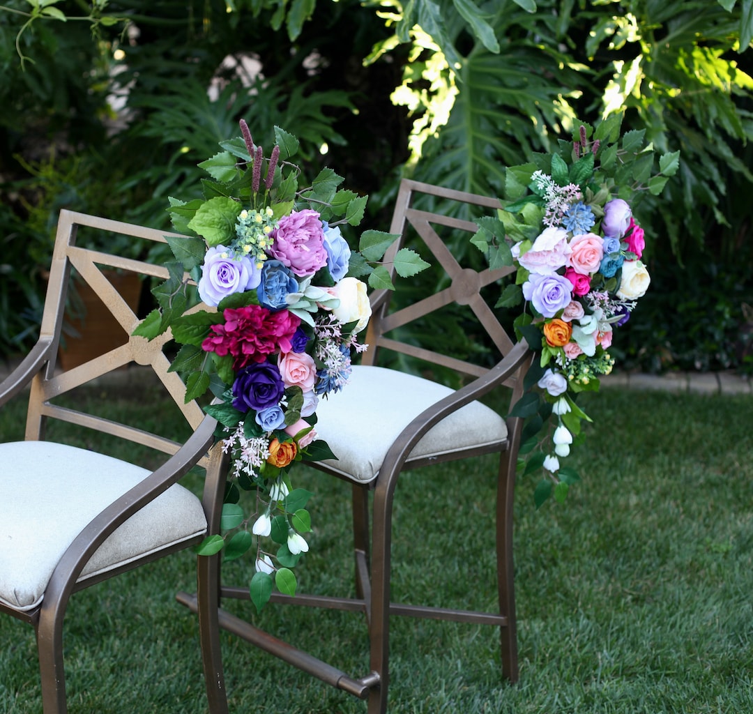 Boho Wedding Aisle Swags, Blush Ivory Wedding Pew Floral, Floral ...