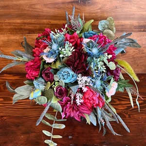 Jewel Tone Peony Wedding Bouquets Custom Purple Red Blue - Etsy
