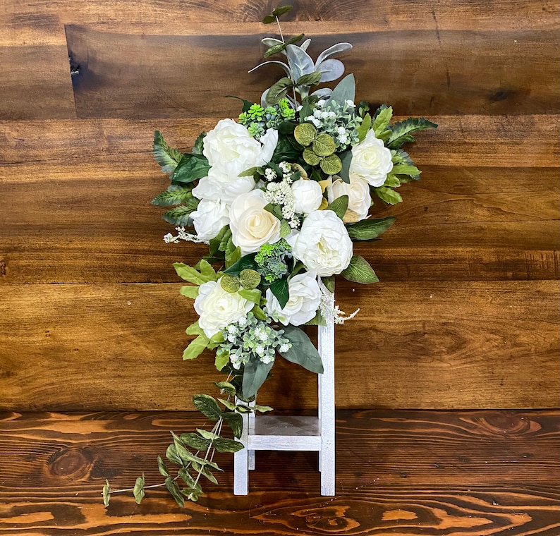 Boho Wedding Aisle Swags, Ivory Wedding Pew Floral, Floral Accents for ...