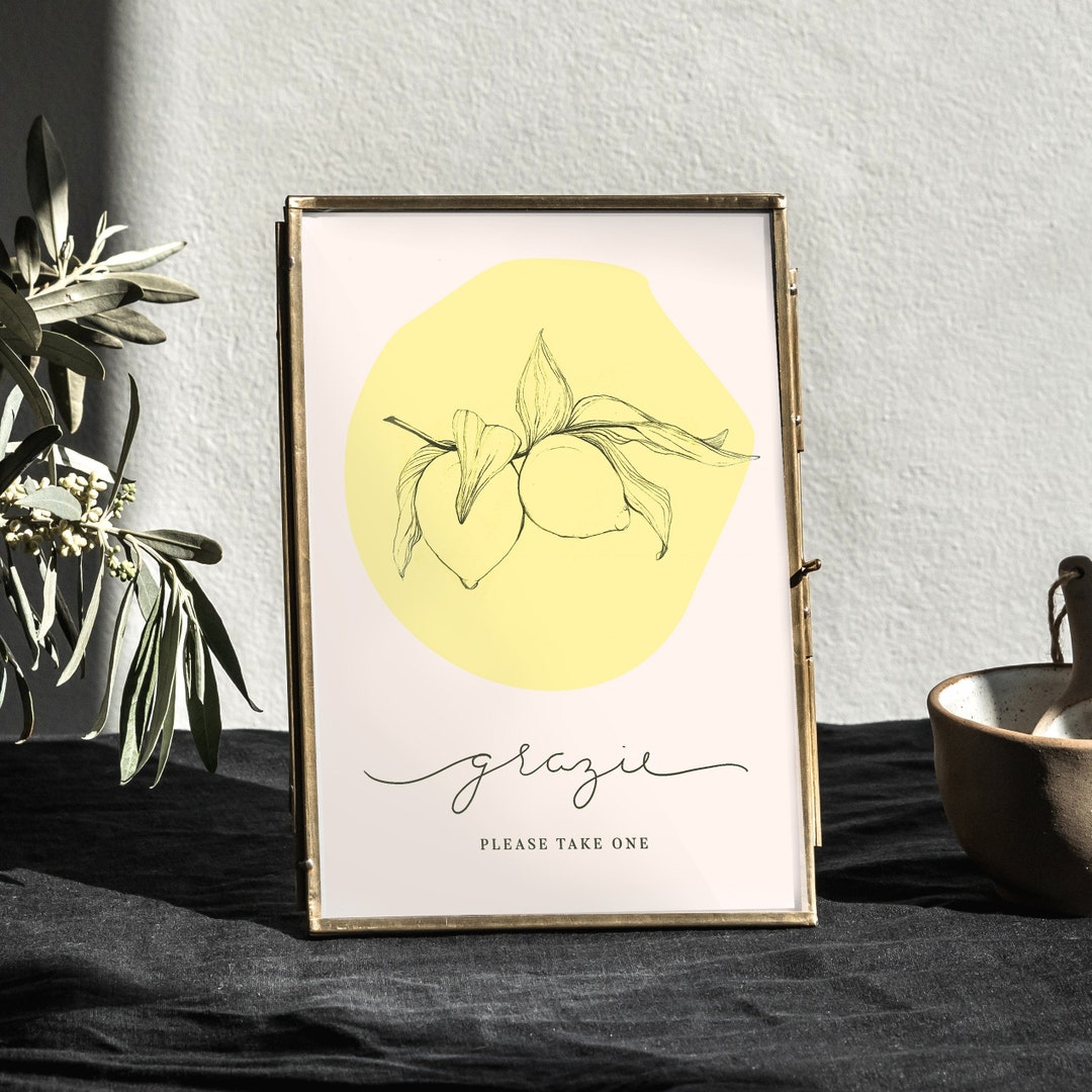 Instant Download Limoncello Grazie Sign | 5x7 | Frameable Thank You ...