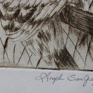 Pair of Owls Drypoint Print - Etsy