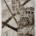 Pair of Owls Drypoint Print - Etsy