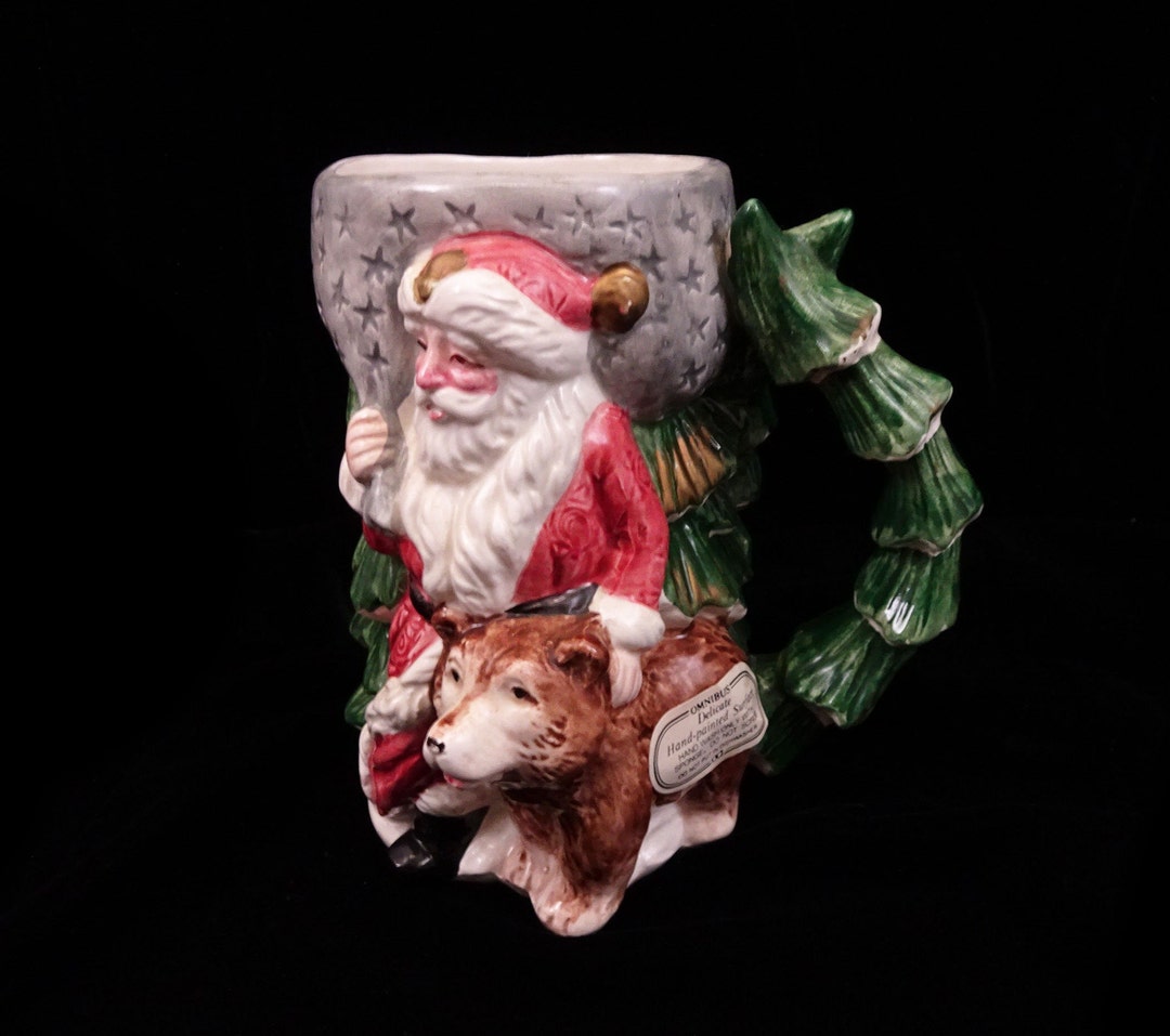 1990 OCI Omnibus Fitz Floyd Santa Mug Coffee Cup Hot Cocoa Christmas ...