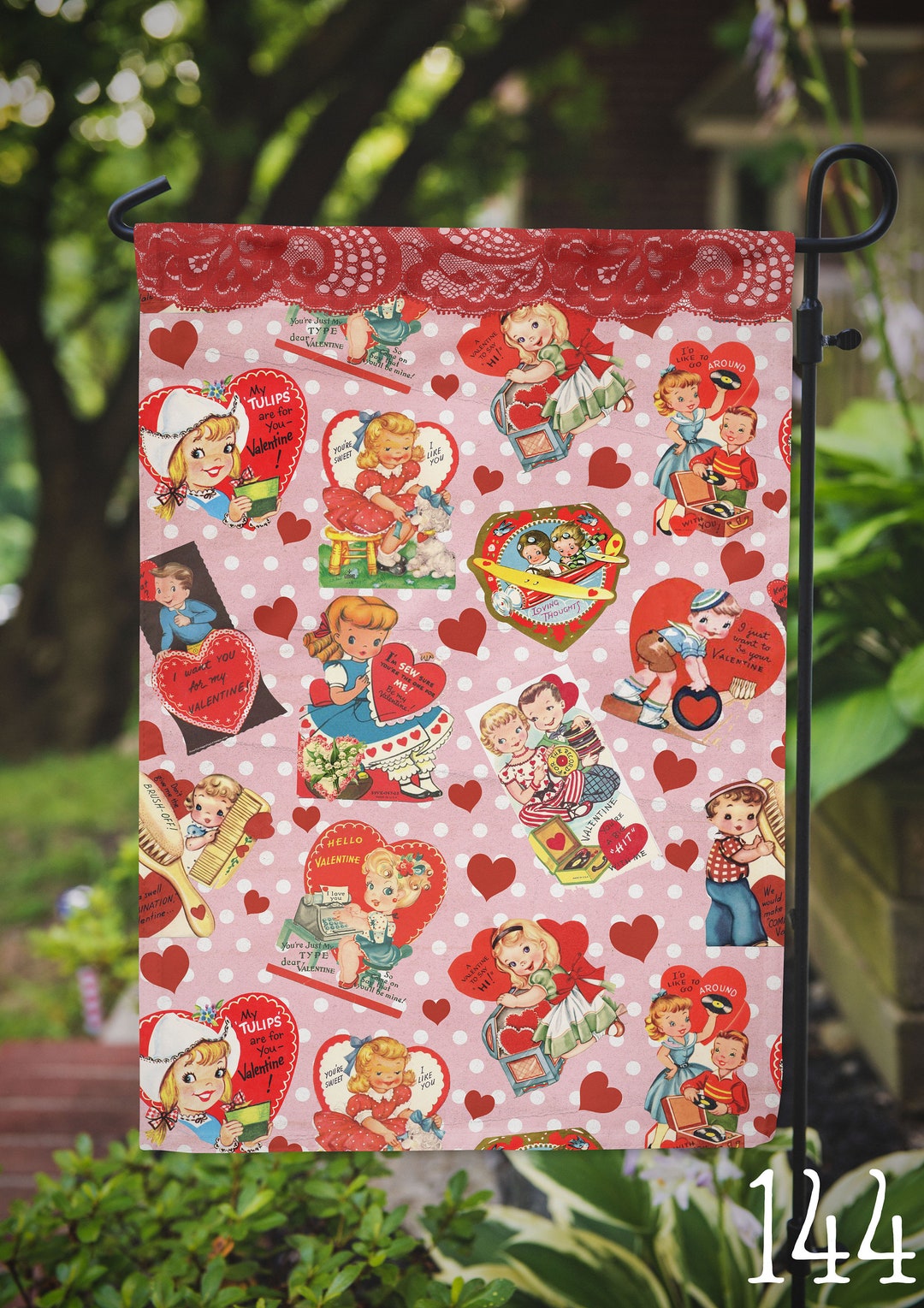 Garden or Mini Version 1 Flag Vintage Valentine Collage Outdoor Flag ...