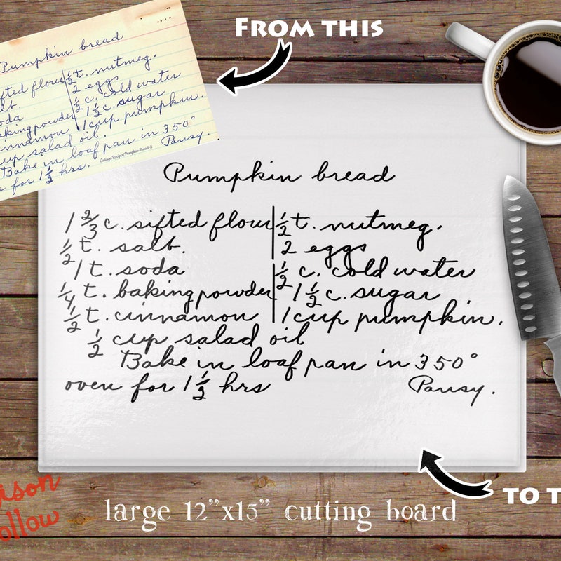 Recipe on Cutting Board - Etsy