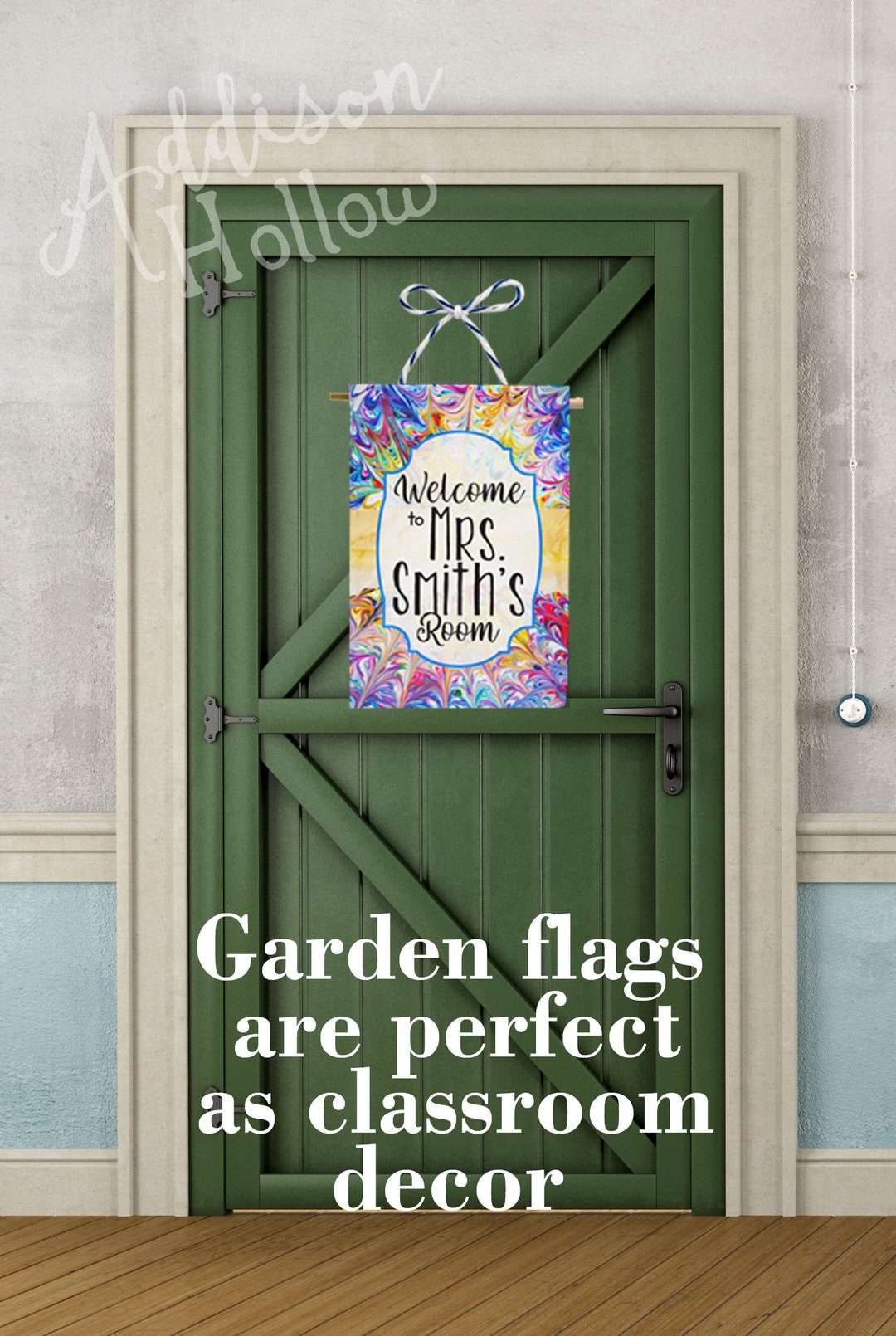 Garden Classroom Door Flag Floral Art Teacher Personalized Name ...