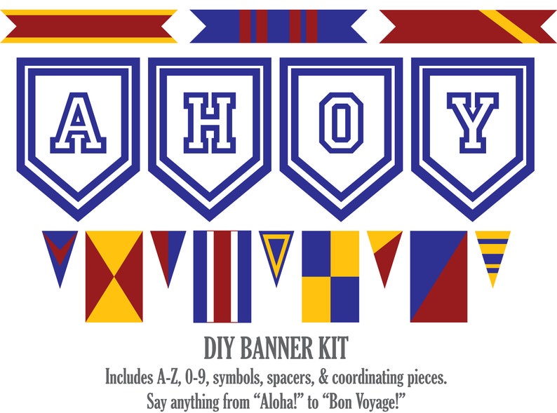 Nautical DIY Printable Banner (custom Banner W/ All Letters Numbers ...