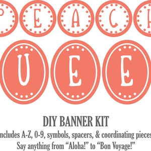 Peach DIY Printable Banner (custom Banner With All Letters & Numbers ...