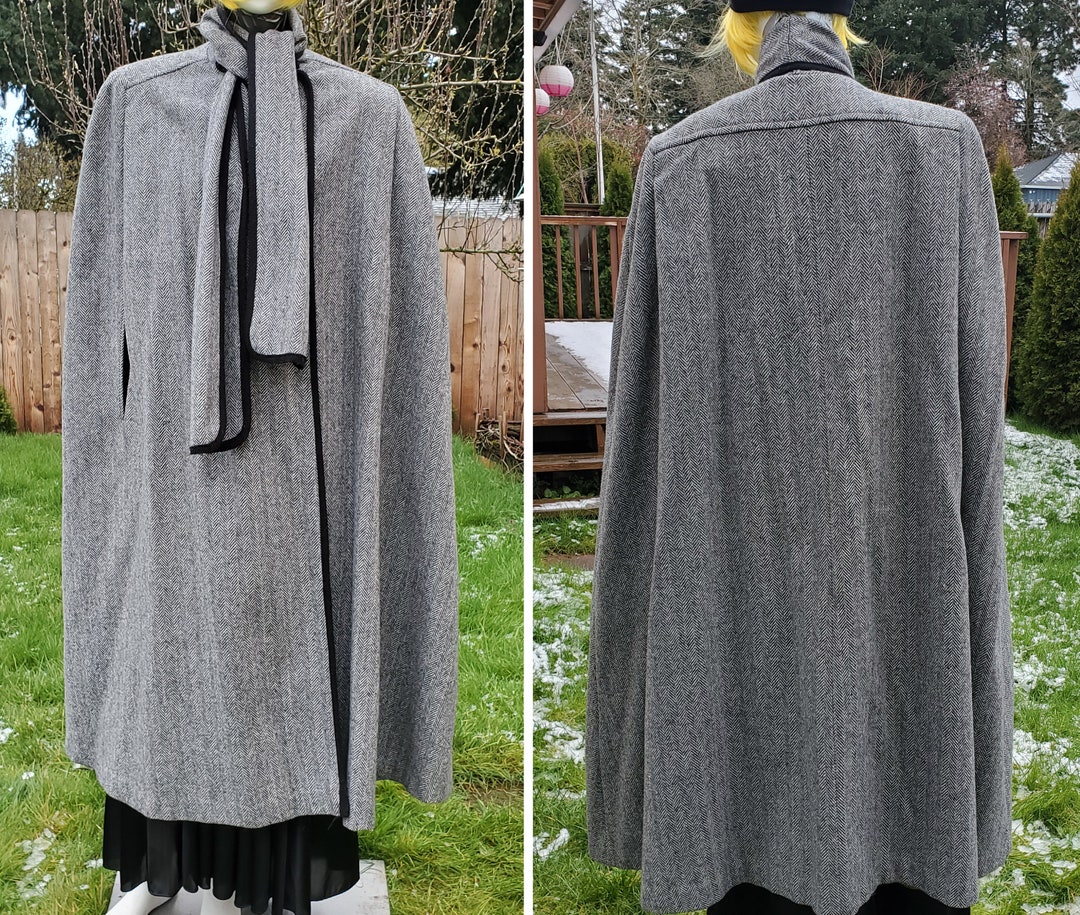 Gorgeous 1980s Wool Herringbone Cape by Alorna - Etsy