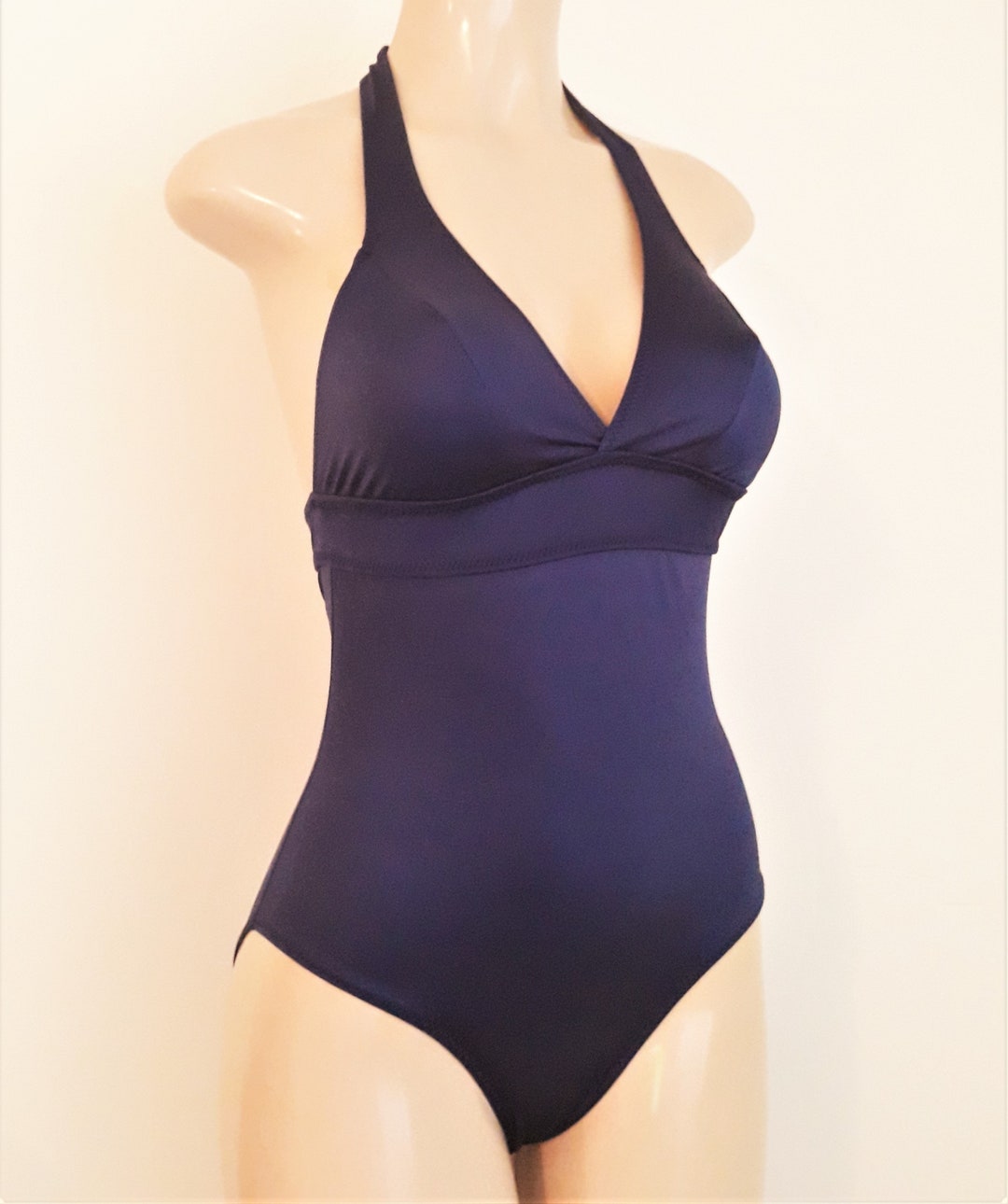 Seamed Halter One Piece Swimsuits, Womens Cutaway Bathing Suit, Lower Back Monokinis, Higher Leg ...
