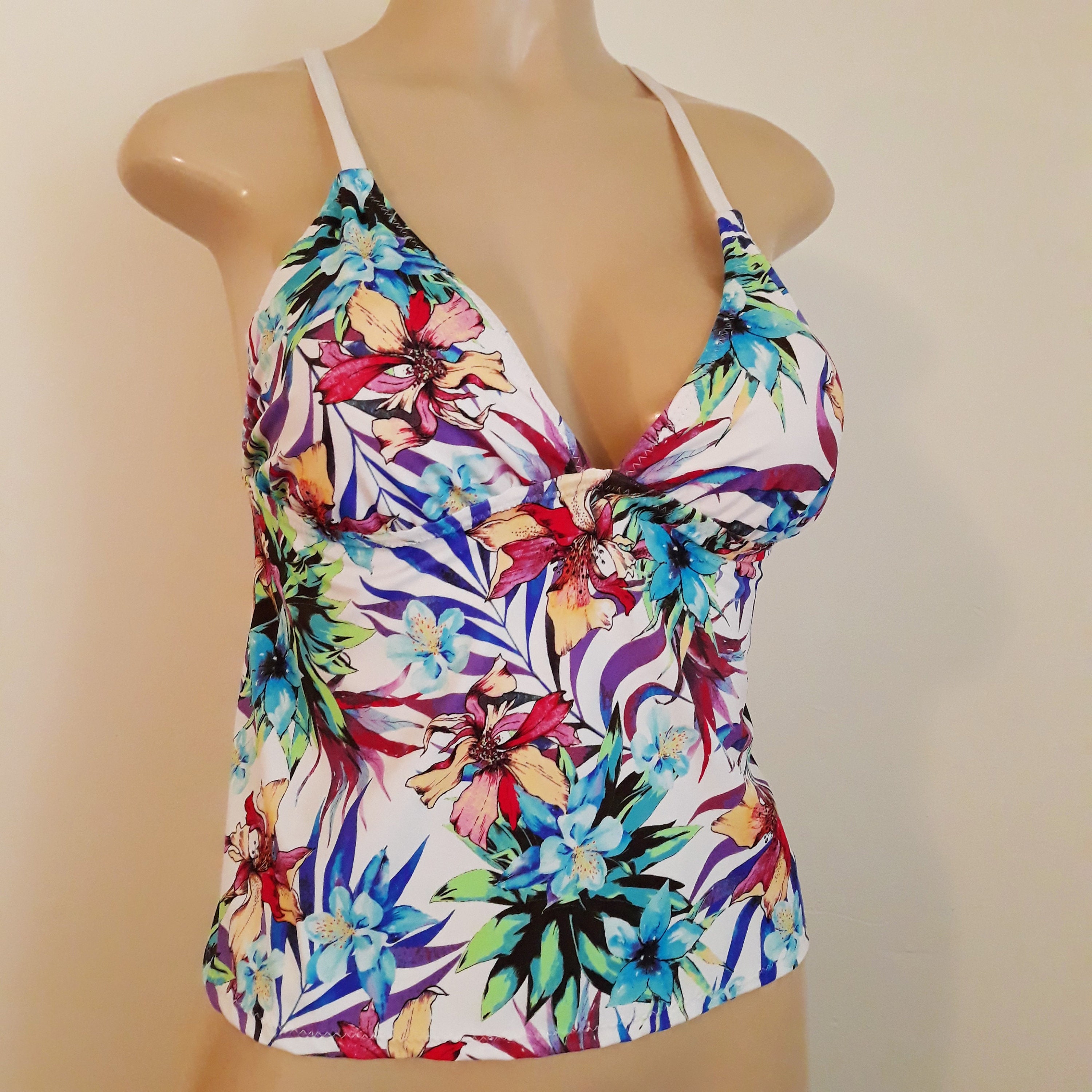 Crossover Back Tankini Top: Apron Style Tie Back Swimwear - Etsy