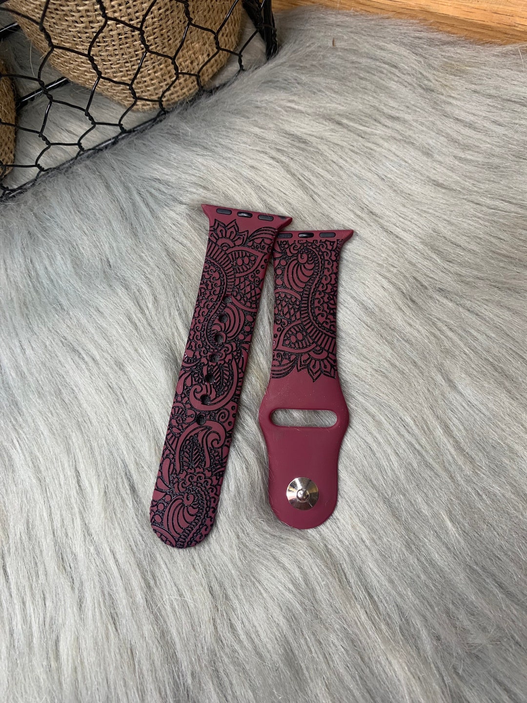 Hand Drawn Henna Smart Watch Band With Silicone Ink - Etsy
