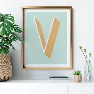 The Letter V, Original Giclee Art Print, Typography, Alphabet, Monogram ...